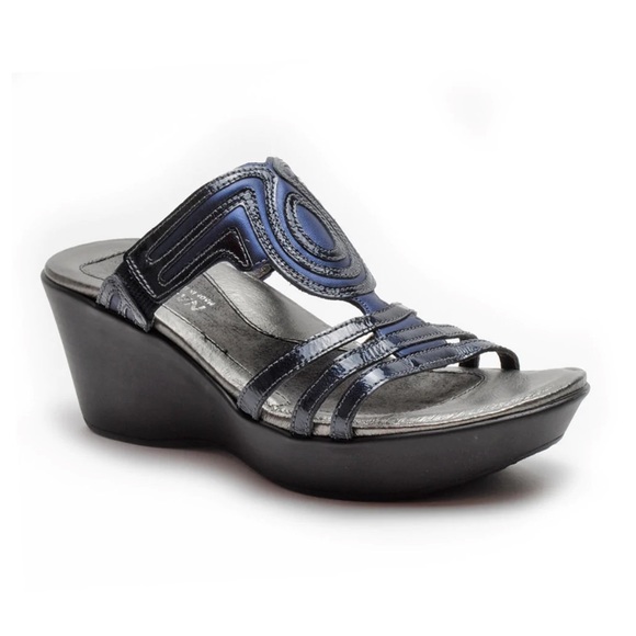 Naot | Shoes | Naot Enchant Platform Wedge Slide Sandals Blue Black ...